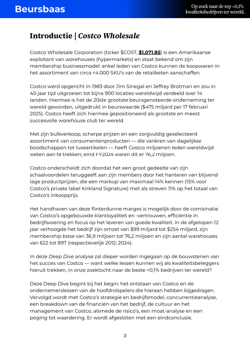 Deep Dive Costco Wholesale – Beursbaas